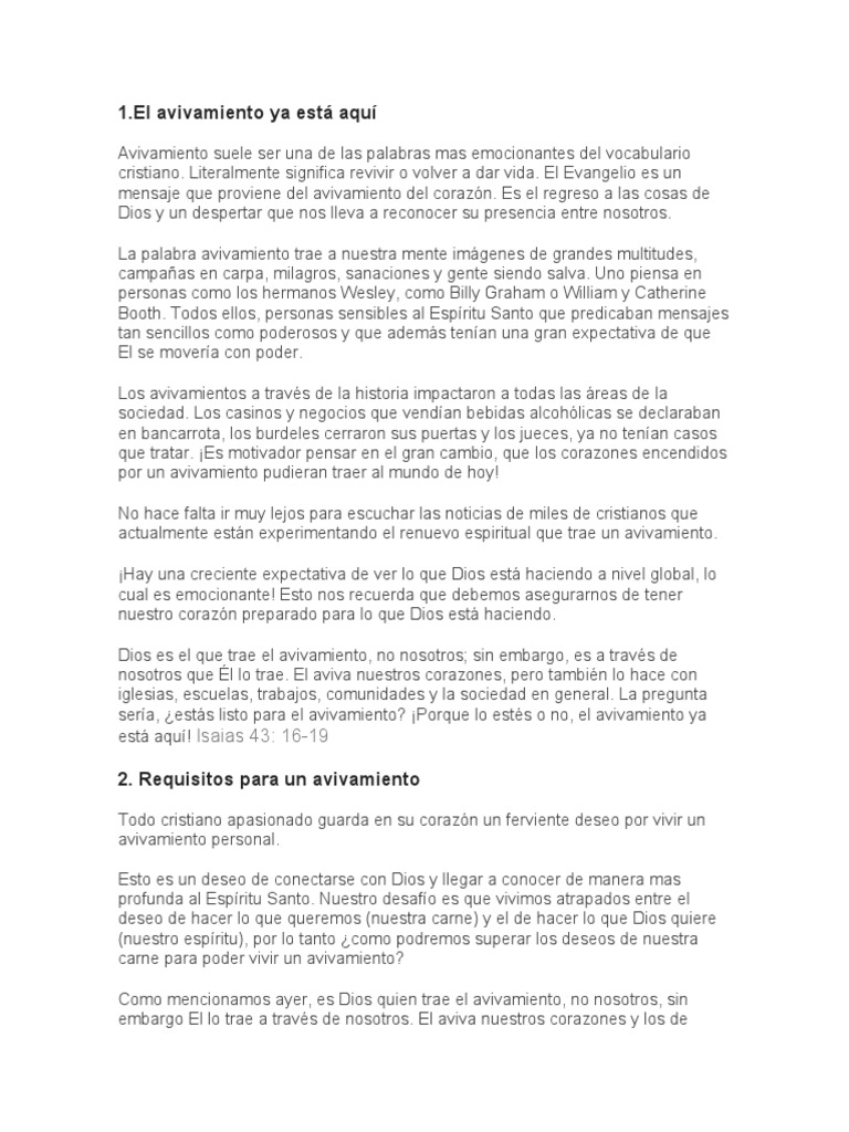 El Avivamiento | PDF | Renacimiento cristiano | Dios