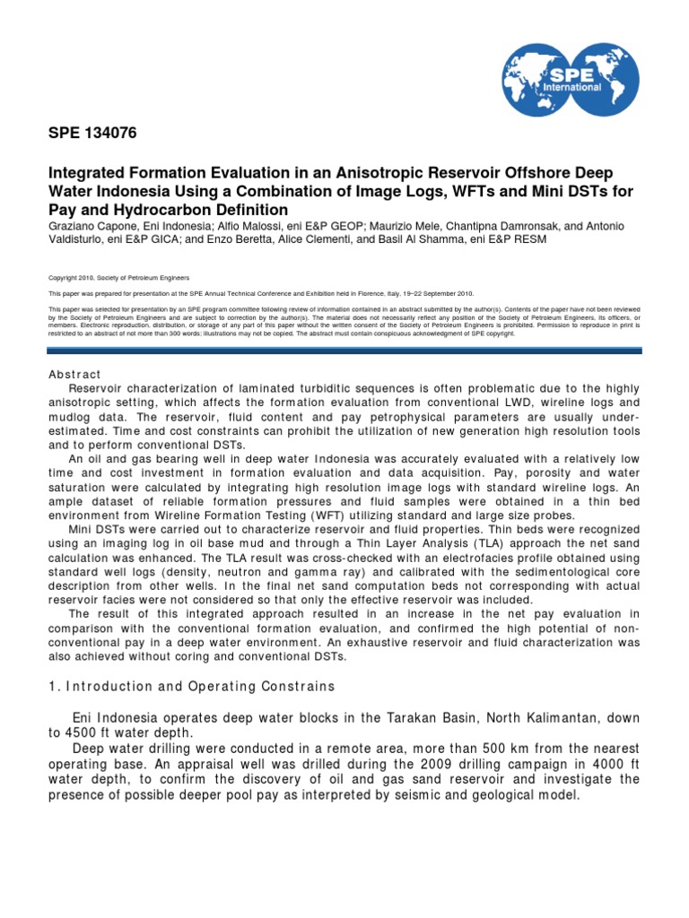 SPE-134076-MS - Integrated Formation Evaluation Using A Combination of Image Logs, WFTs and Mini ...