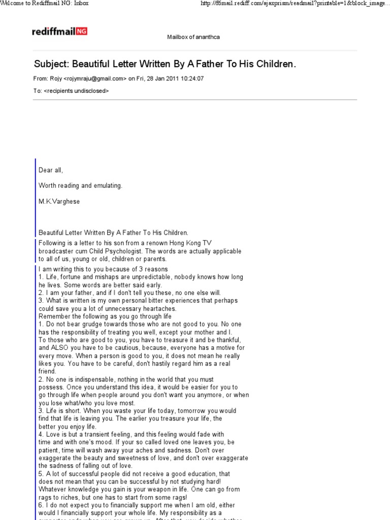 Fathers Letter | PDF