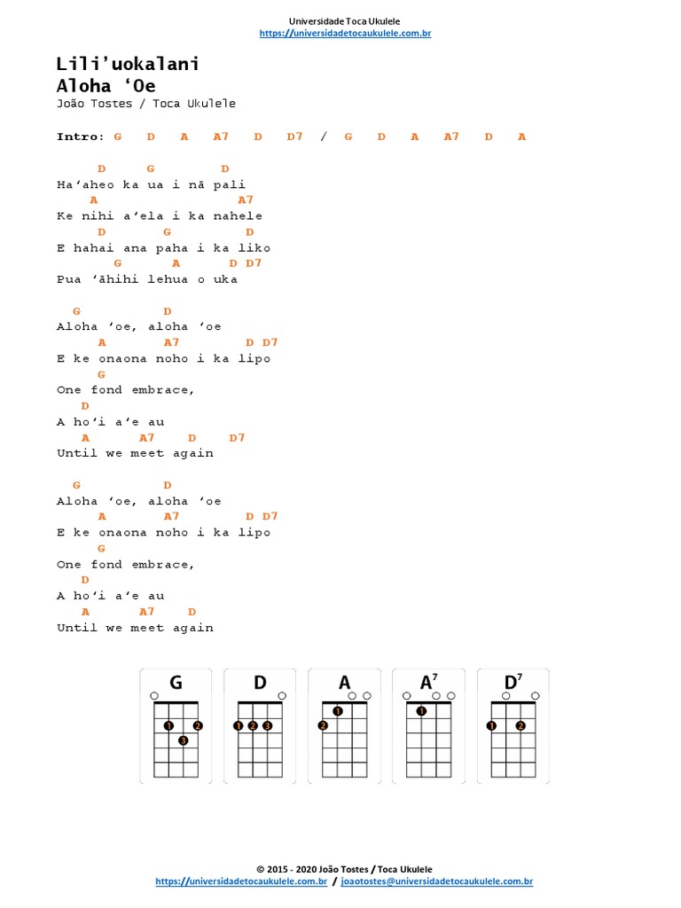 Lili'uokalani - Aloha Oe - Joao Tostes - Toca Ukulele PDF | PDF
