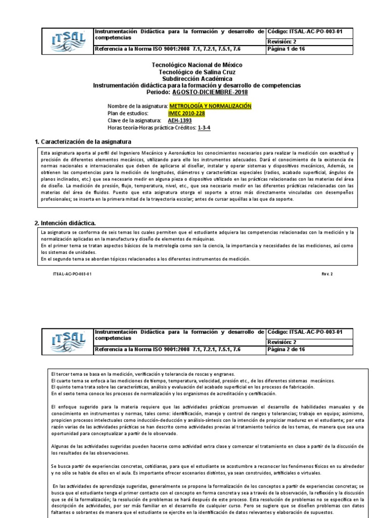 Itsal-Ac-Po-003-01 Instrumentación Didactica para La Formación y ...