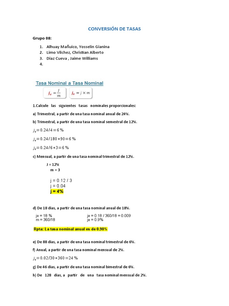 Conversión de Tasas | PDF | Finanzas (general) | Business