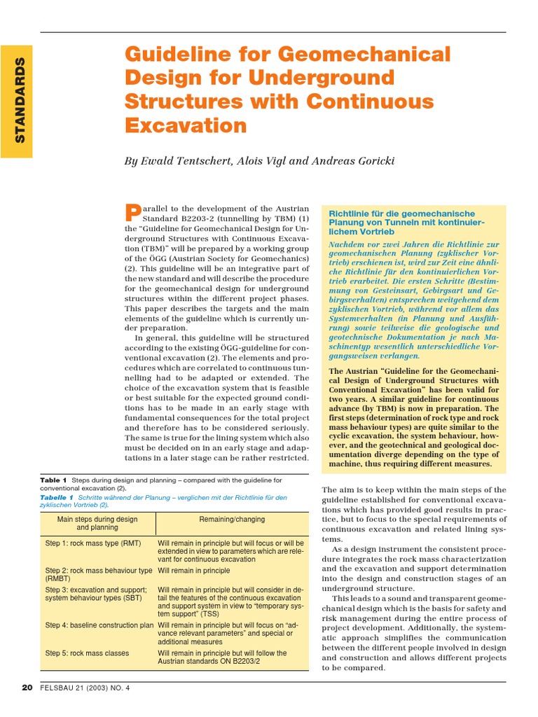 Guideline for Geomechanical Design of Underground Structures | PDF ...