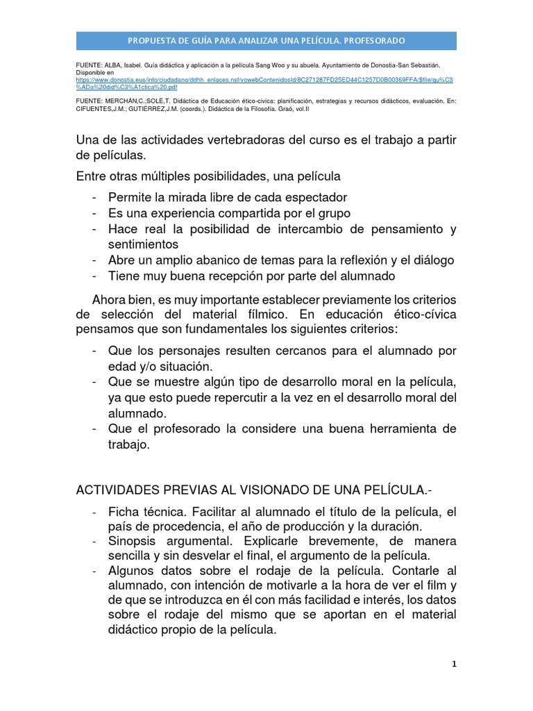 Guia para Analisis Cinematografico | PDF | Maestros | Salón de clases