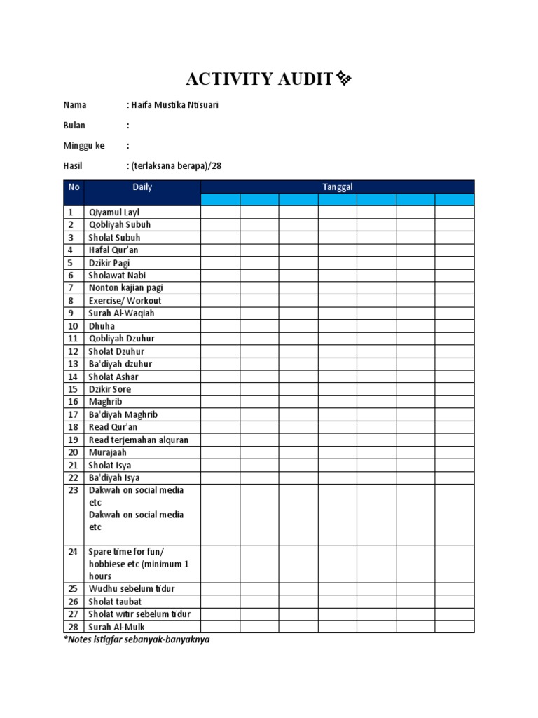 Activity Audit | PDF