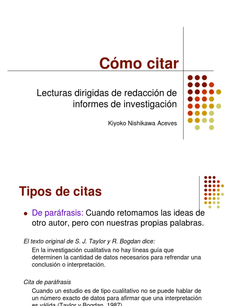 7 - Como Citar y Parafrasear | PDF | Comillas | Soporte