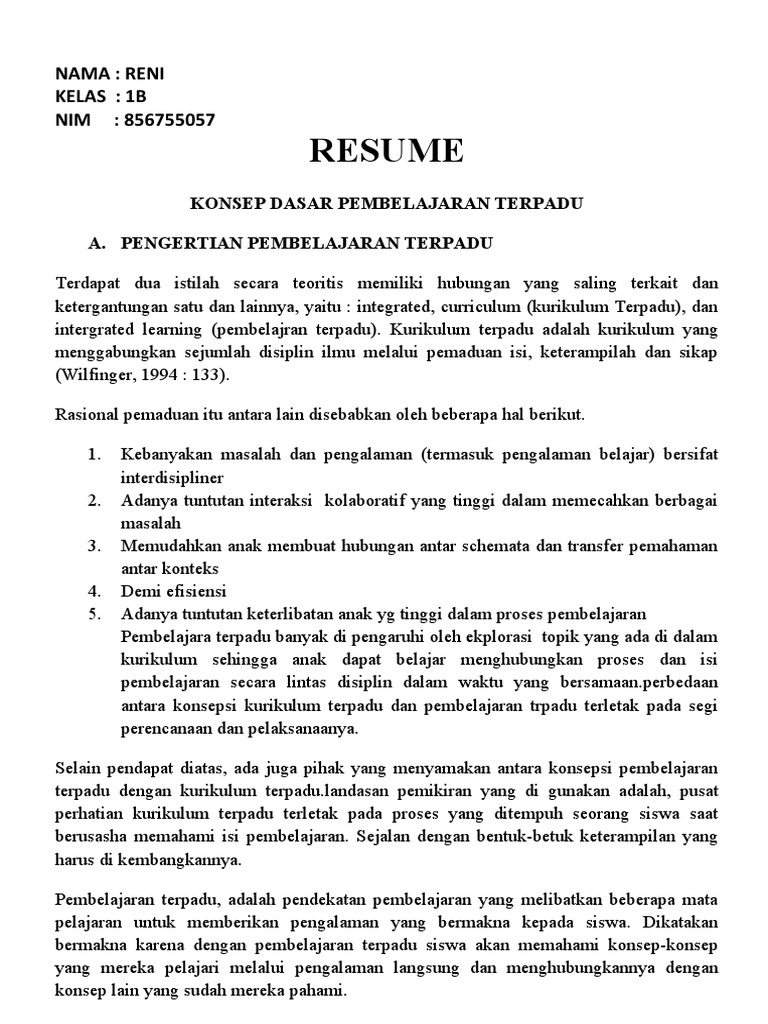 RENI (RESUME) KB1 Dan 2 | PDF