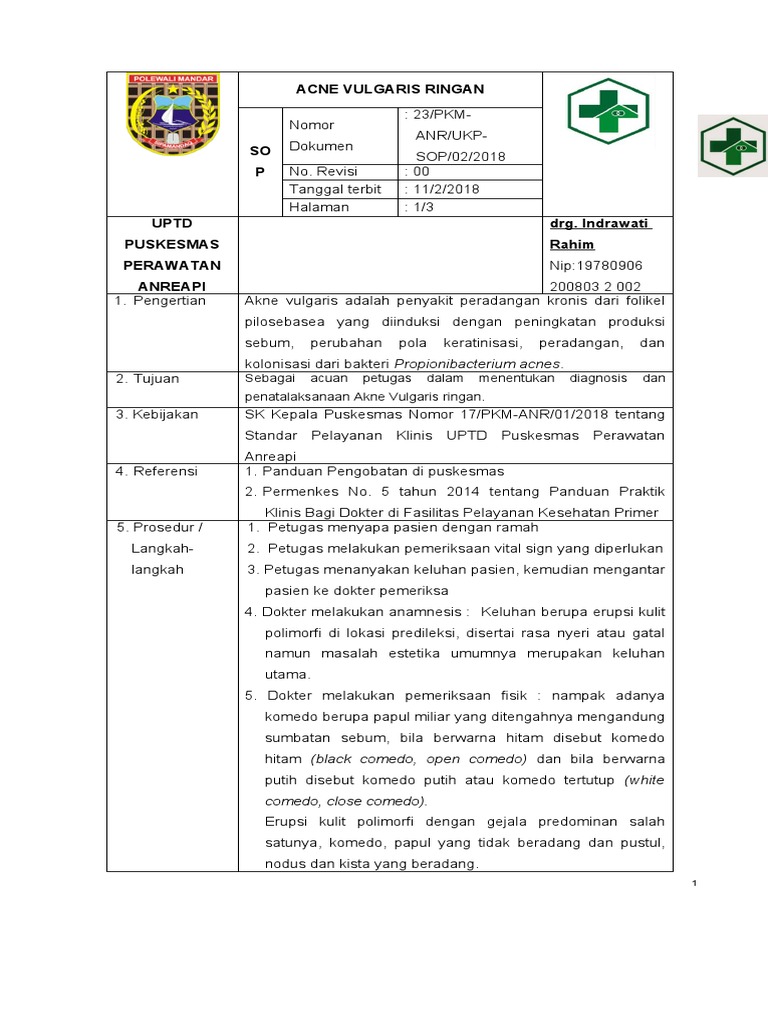 Sop Acne Vulgaris Ringan | PDF
