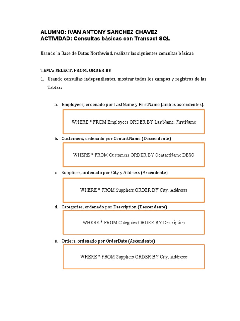 Consultas Básicas Con Transact SQL BD | PDF | SQL | Bases de datos