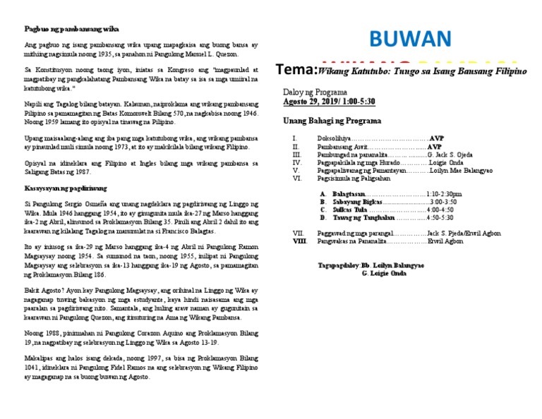 Daloy NG Programa | PDF