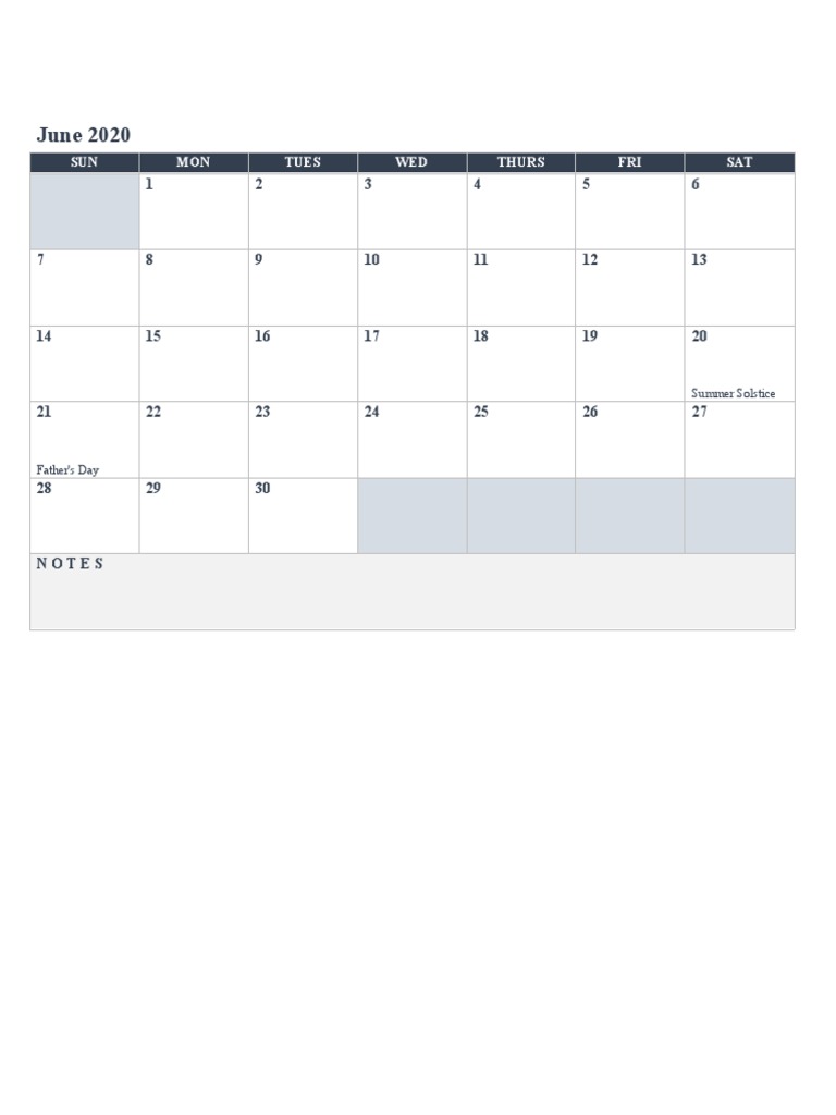 June 2020: SUN MON Tues WED Thurs FRI SAT | PDF
