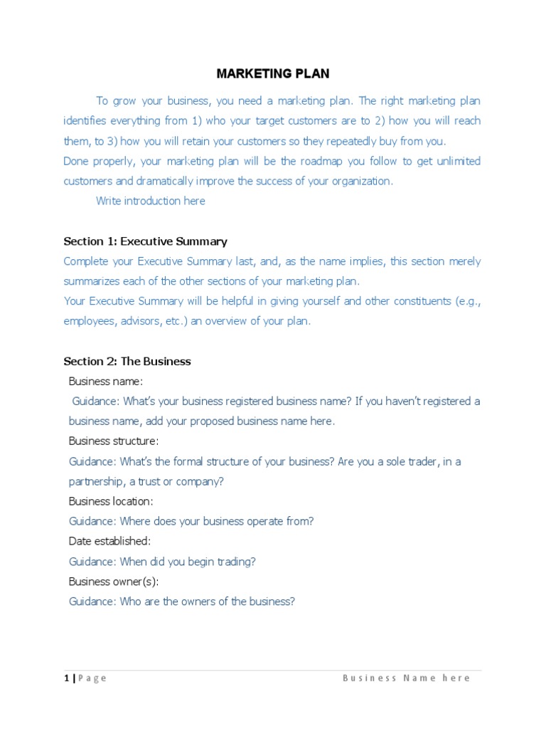 Marketing Plan - Template | PDF | Online Advertising | Marketing