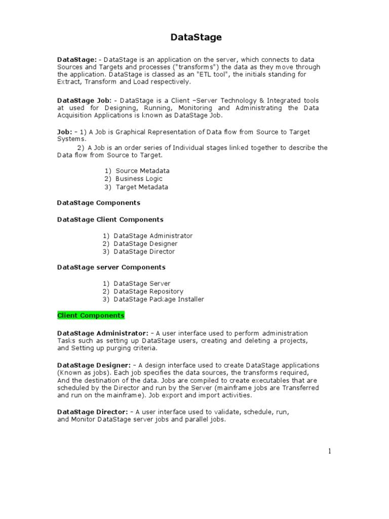 Datastage Theory Part Pdf Parallel Computing Databases 