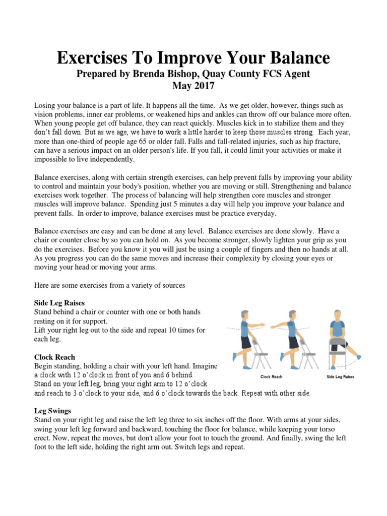 Exercises To Improve Your Balance Handout | Download Free PDF | Balance ...