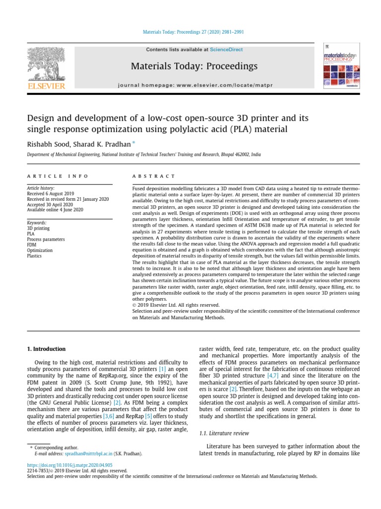 Design and Development of A Low-Cost Open-Source 3D Printer and Its | PDF | 3 D Printing ...