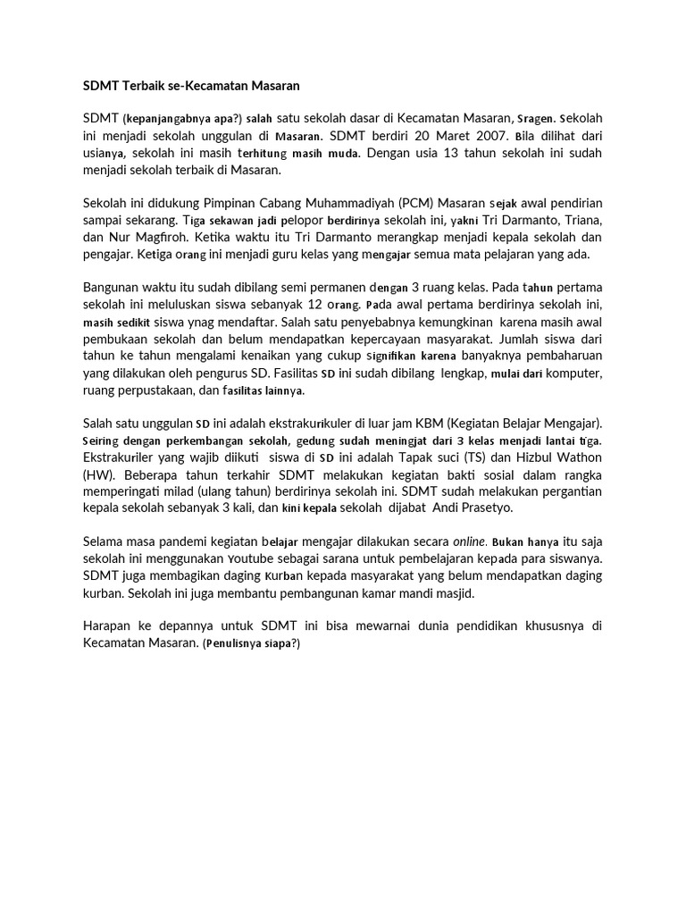 SDMT Unggulan di Kecamatan Masaran | PDF | Kesehatan Holistik