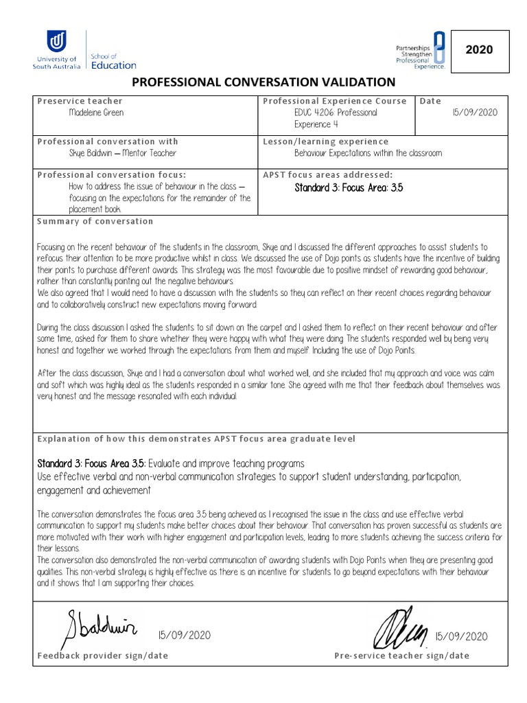 Professional Conversation Validation | PDF | Conversation | Behavior