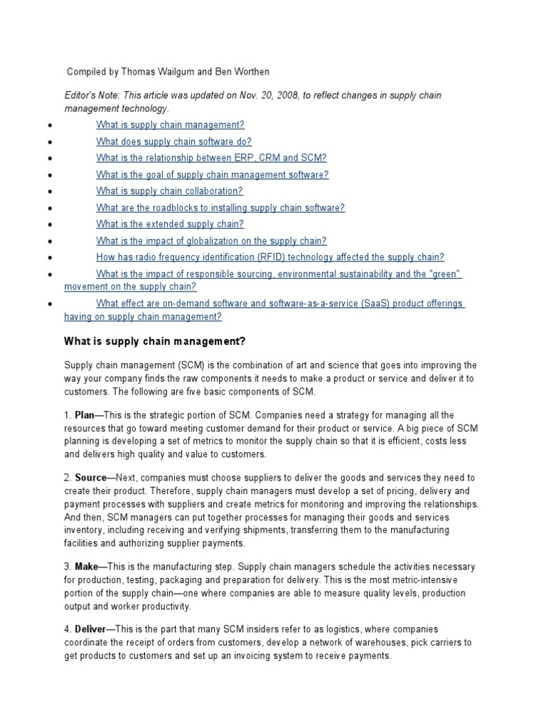 Supply Chain Management | PDF | Supply Chain Management | Supply Chain