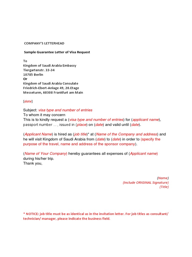 Sample Visa Guarantee Letter Template | PDF | Business | Computers