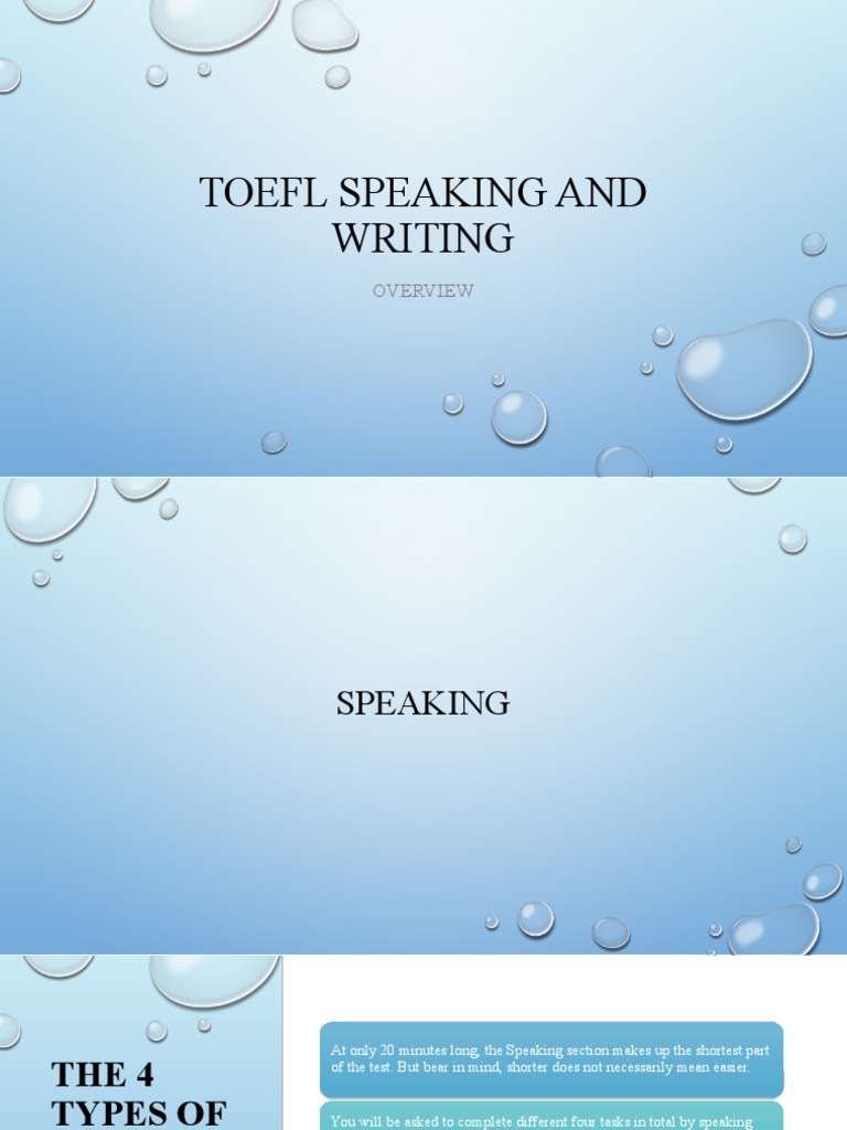 An Overview of the Four Speaking Tasks on the TOEFL iBT Exam | PDF ...