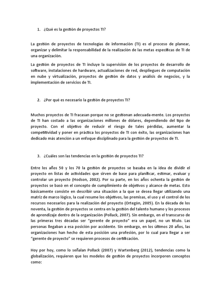 Qué Es La Gestión de Proyectos TI | PDF | Gestión de proyectos ...