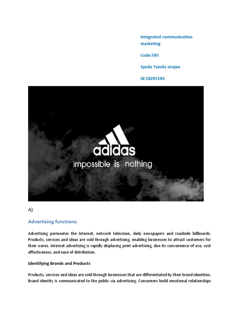 Functions of Advertising | PDF | Adidas | Advertising