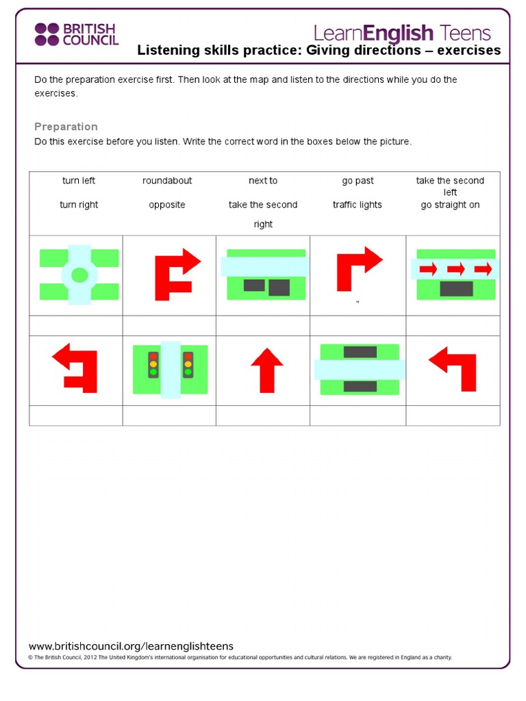 Listening skills practice: Giving directions – exercises | PDF