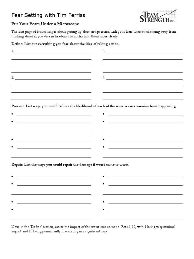 Fear Setting With Tim Ferriss: Put Your Fears Under A Microscope | PDF ...