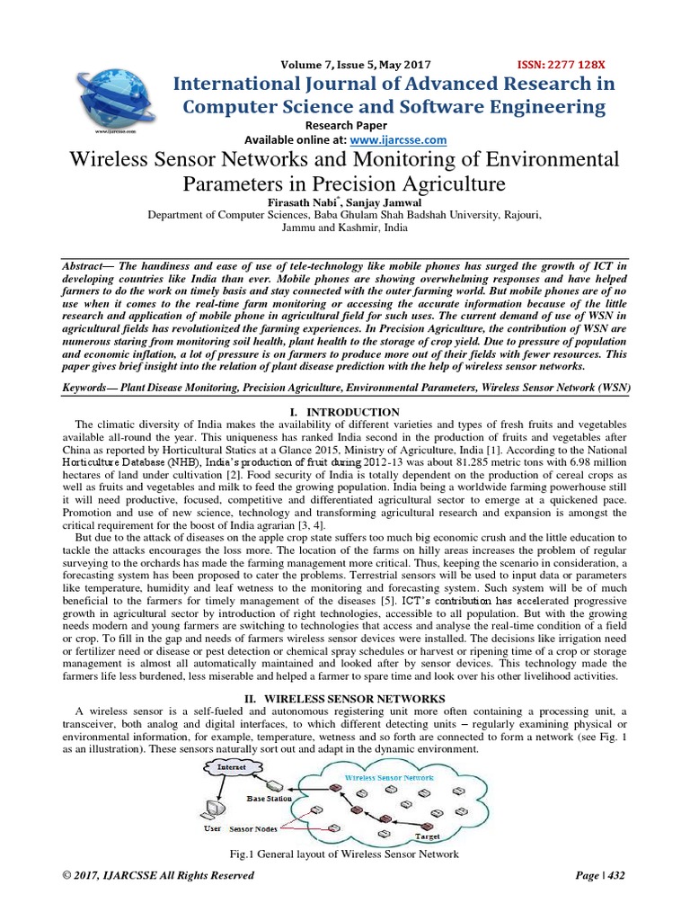 Wireless Sensor Networks and Monitoring of Environmental Parameters in ...