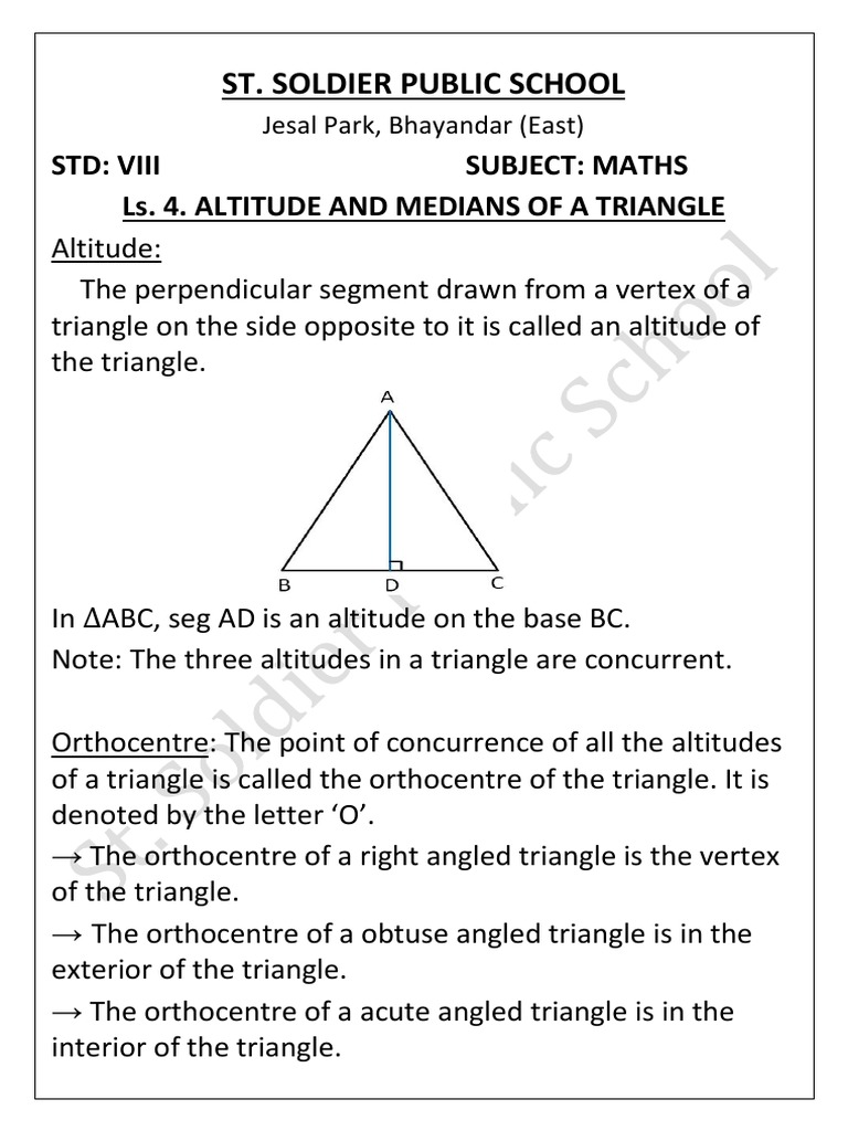 Altitude And Median Of A Triangle