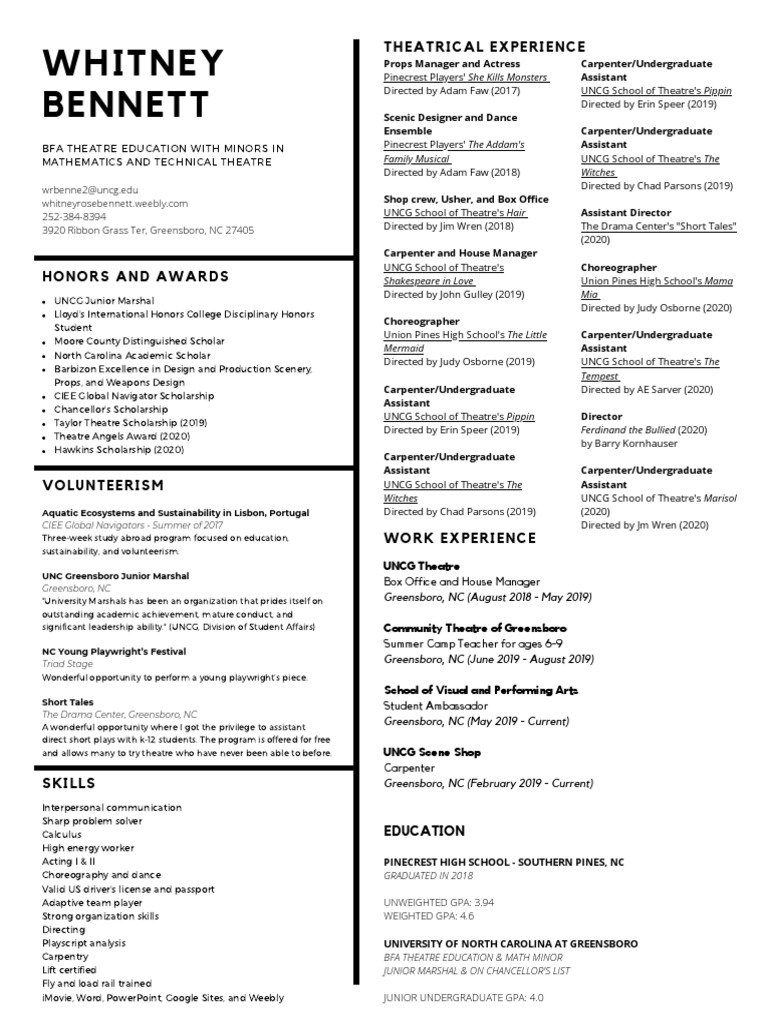 April 2020 Resume 3 1 | PDF | Performing Arts | Entertainment (General)