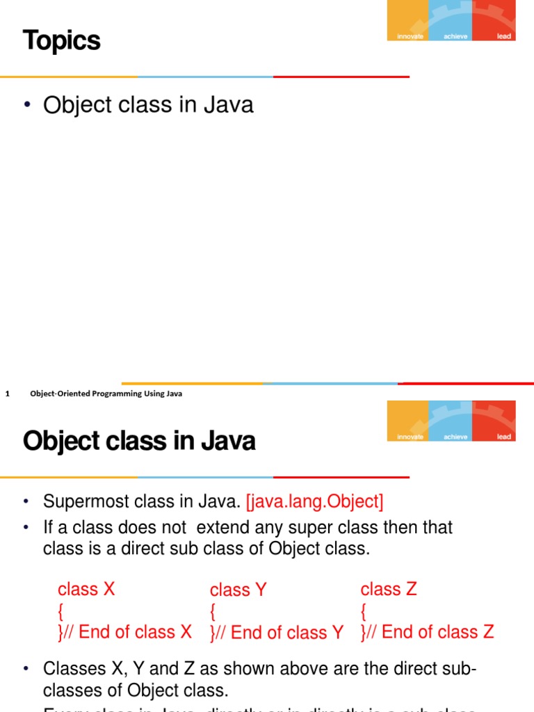 Topics: Object Class in Java | PDF | Method (Computer Programming) | Class (Computer Programming)