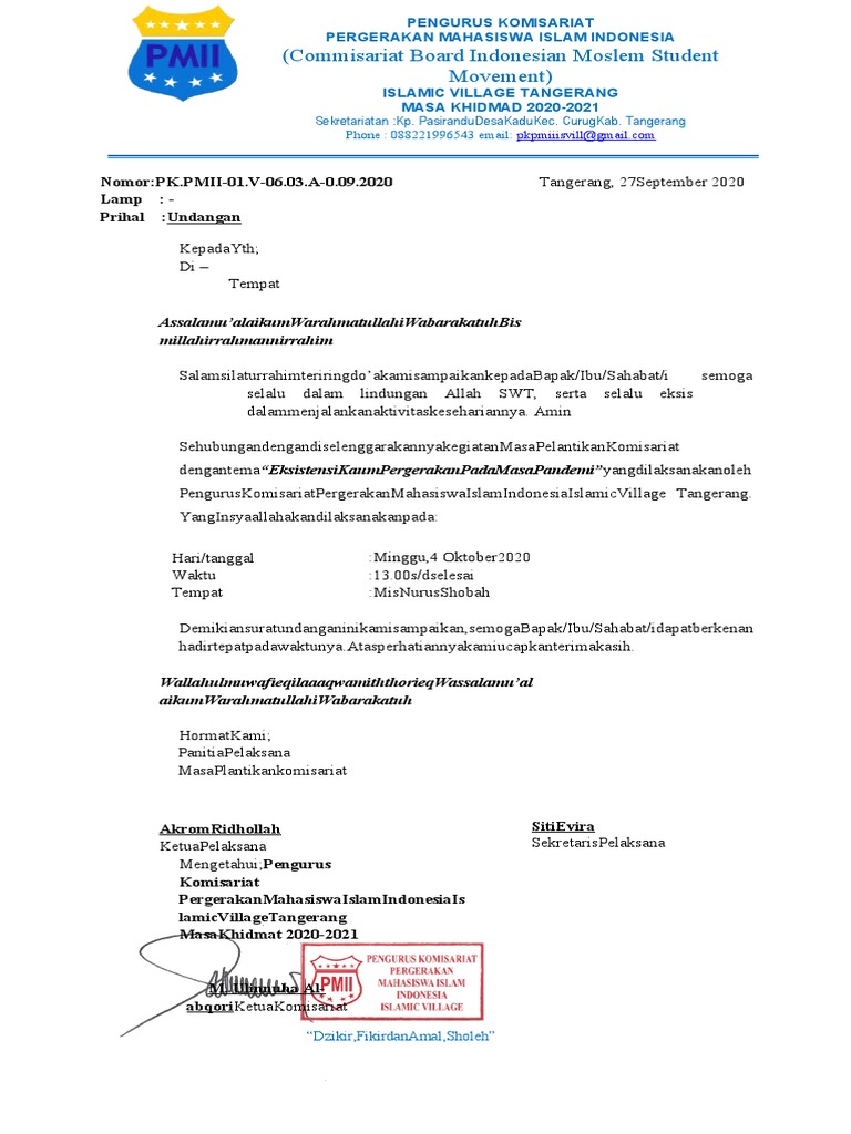 Surat Undangan Pmii | PDF