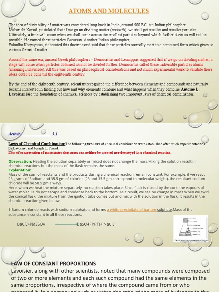 Atoms and Molecules | PDF | Molecules | Ion