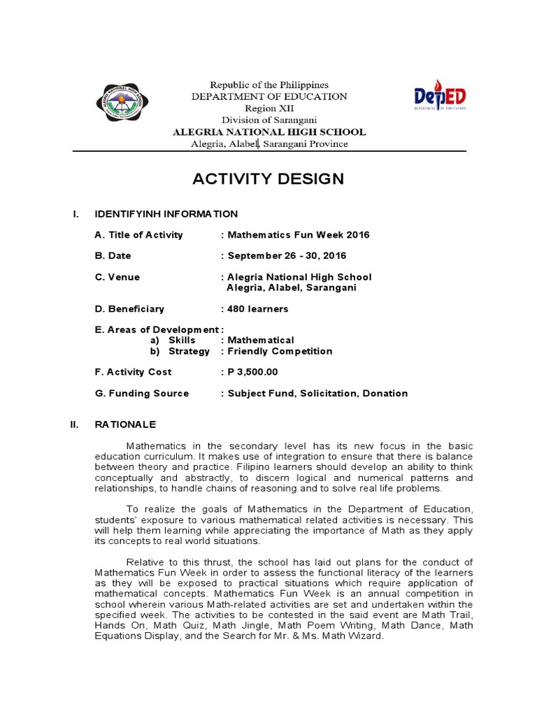 Mathematics Fun Week 2016 Activity Design: Promoting Fun and Functional ...