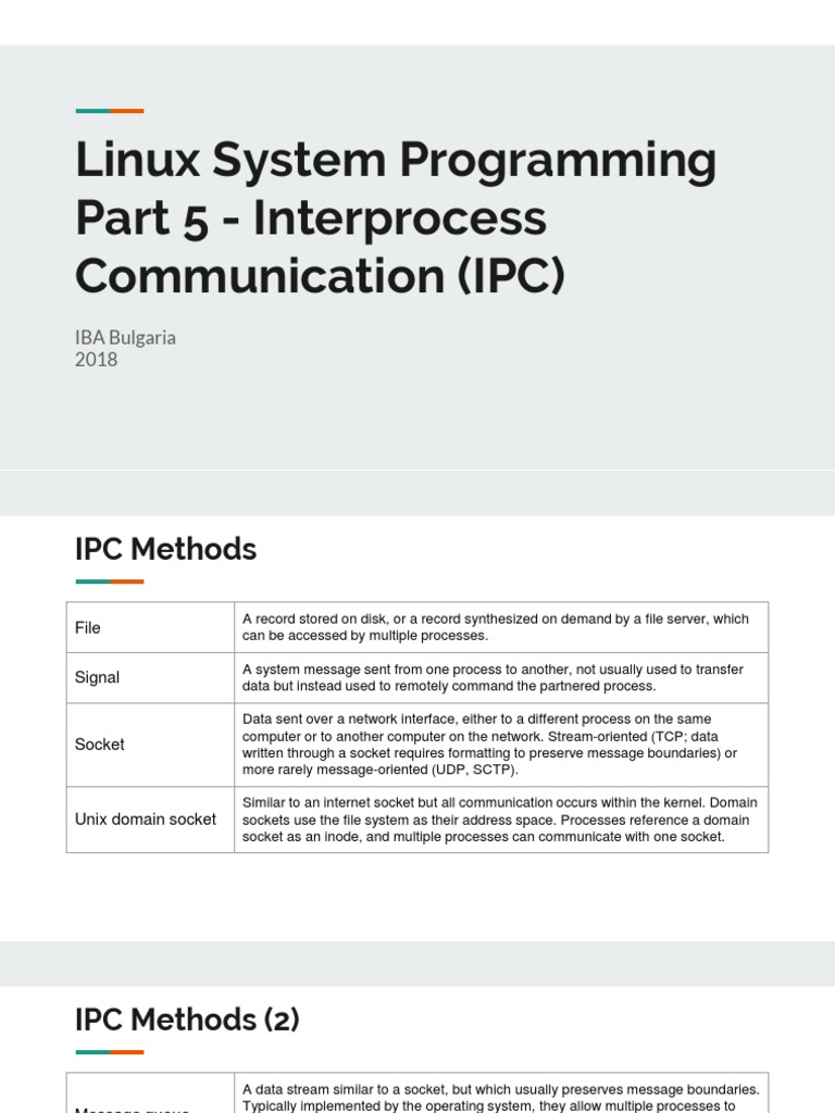 Linux System Programming Part 5 Interprocess Communication Ipc Pdf Computer Architecture