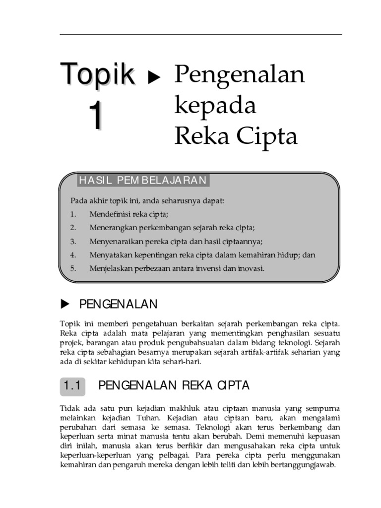 Topik 1 Pengenalan Kepada Reka Cipta PDF | PDF | Seni | Sains & Matematika