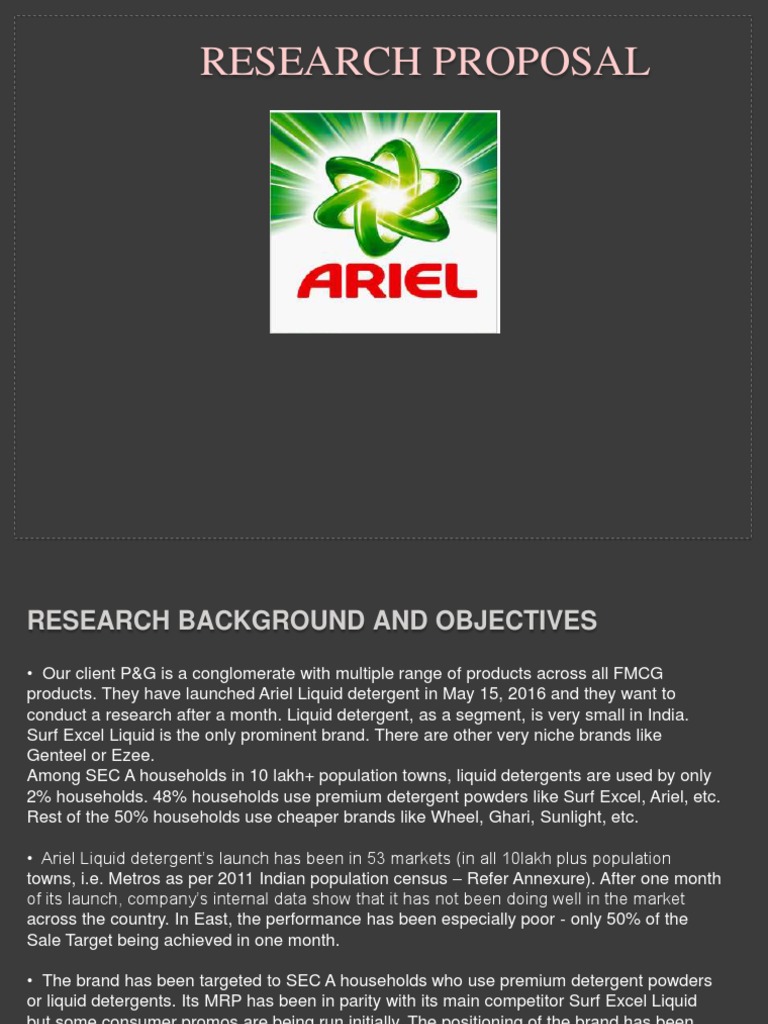 Research Proposal For Ariel Liquid | PDF | Sampling (Statistics ...