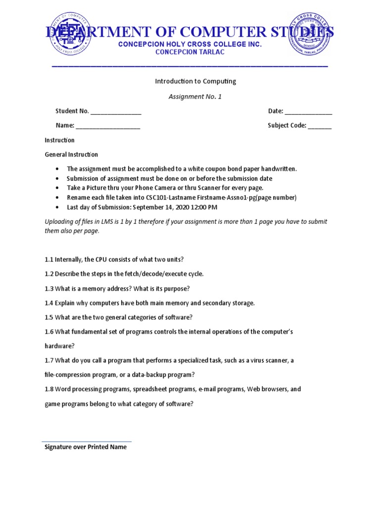 Department of Computer Studies: Introduction To Computing | PDF