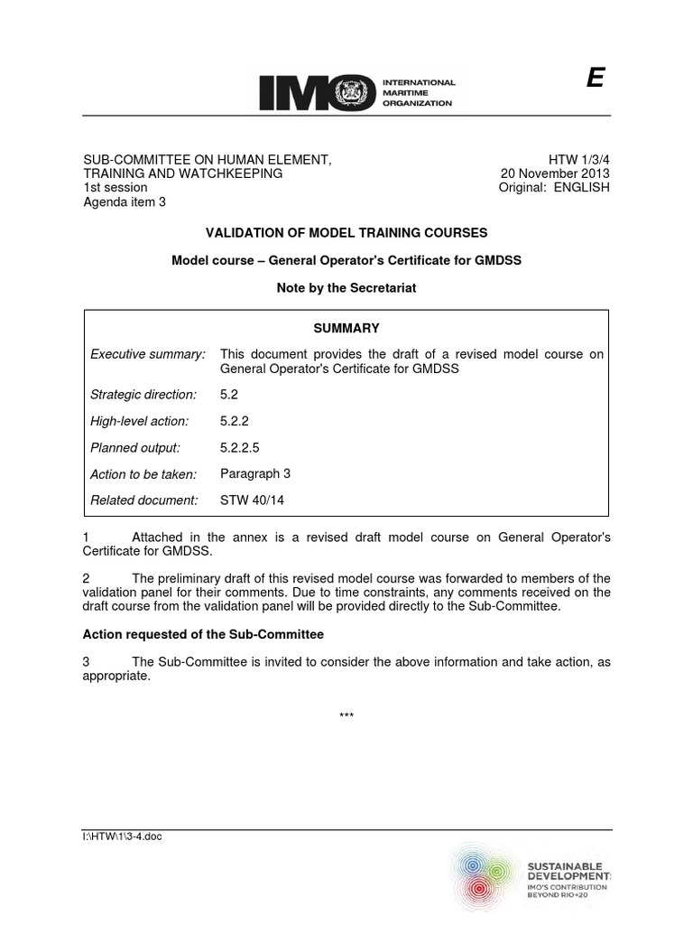 Model Course 1.25 General Operator's Certificate For GMDSS | PDF ...