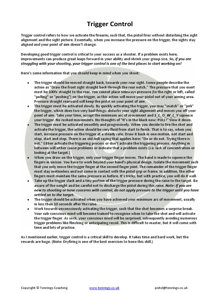 Trigger Control | PDF | Trigger (Firearms) | Projectile Weapons