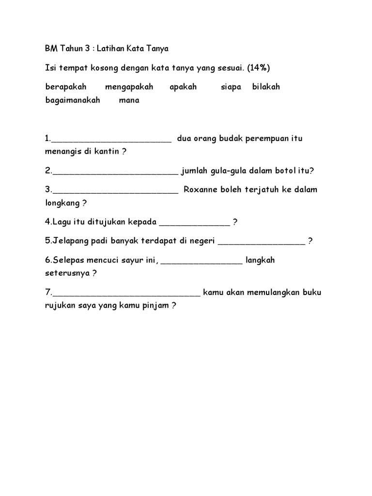 Latihan Kata Tanya | PDF