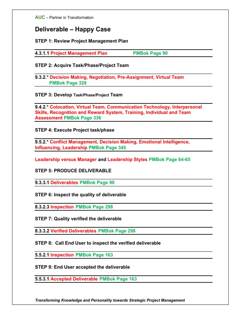 Deliverable - Happy Case: Pmbok Page 90 | PDF | Business | Computers