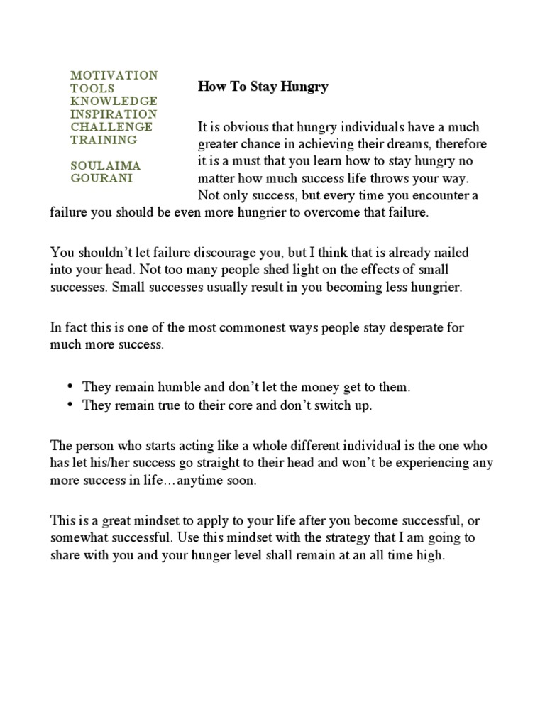 How To Stay Hungry For Success | PDF