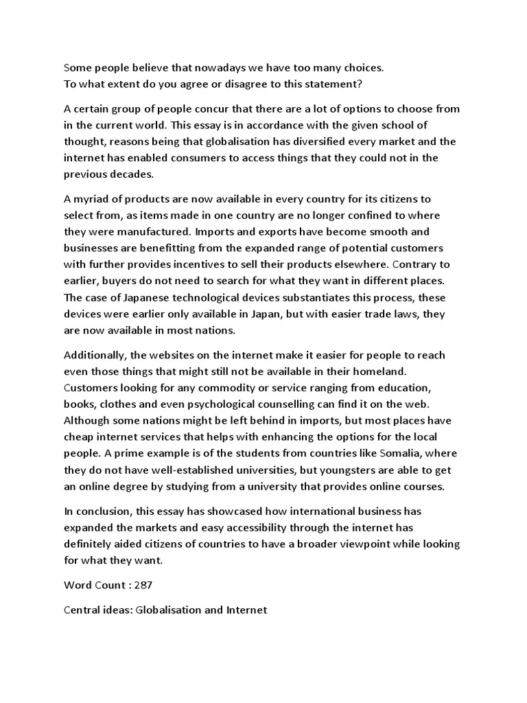 Choices essay-IELTS Prep | PDF