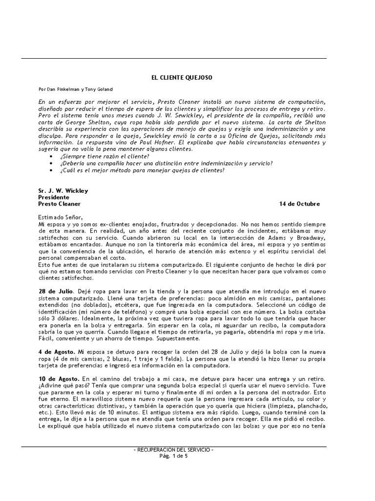 Caso 1. EL - CLIENTE - QUEJOSO PDF | PDF | Informática y tecnología de ...