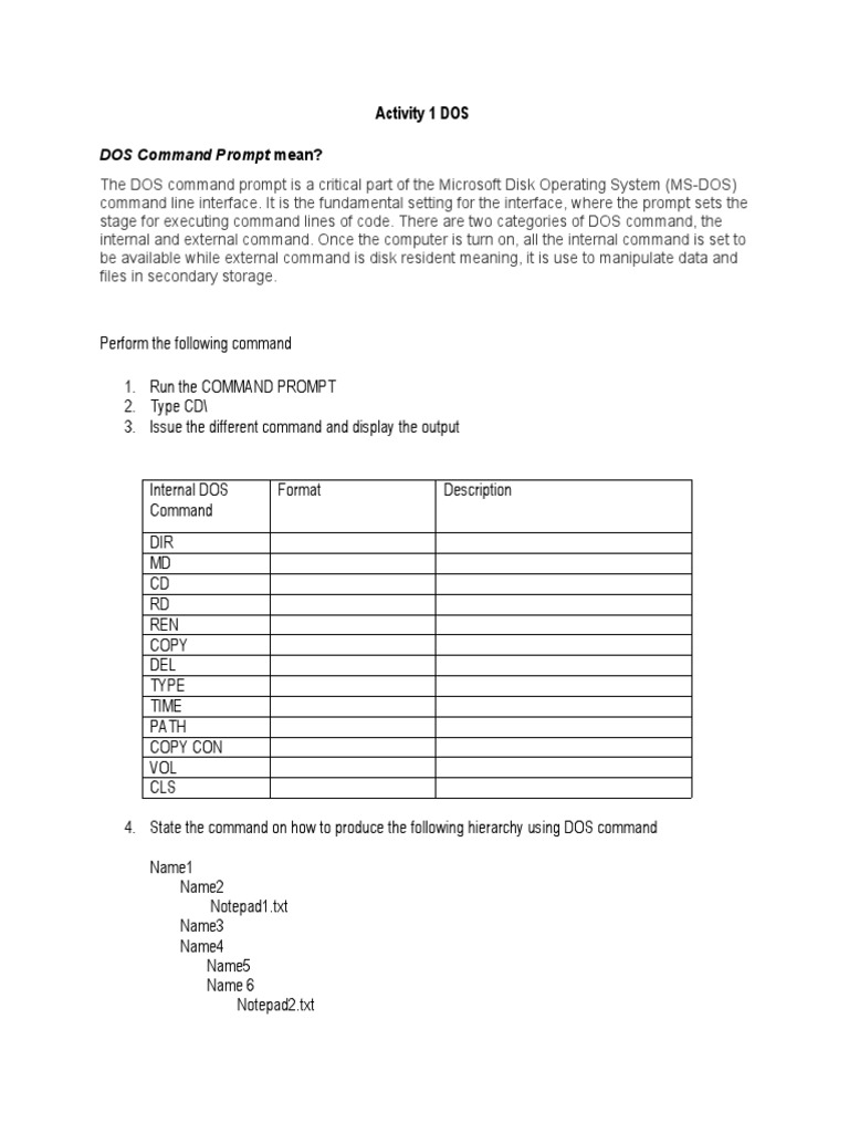 Understanding the Fundamentals: An Introduction to Basic DOS Commands | PDF
