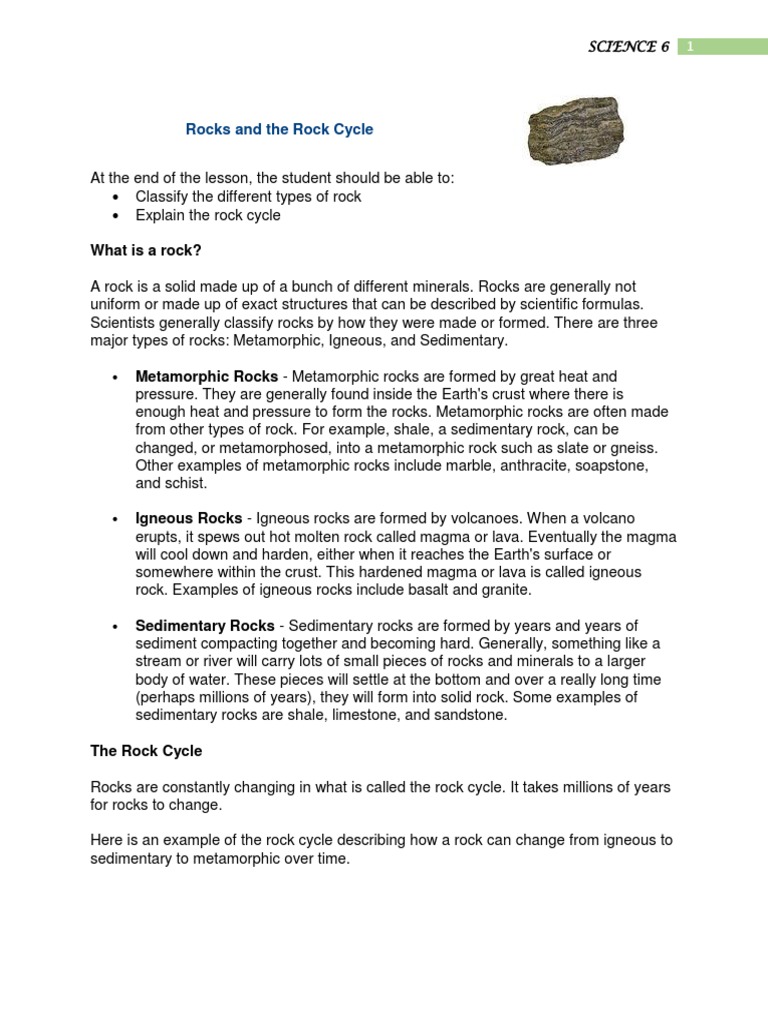 Rocks and The Rock Cycle: What Is A Rock? | PDF | Rock (Geology ...