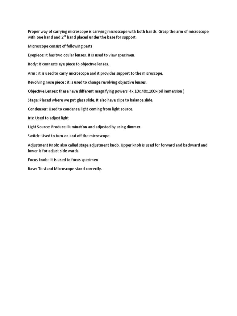 Proper Way of Carrying Microscope Is Carrying Microscope With Both ...