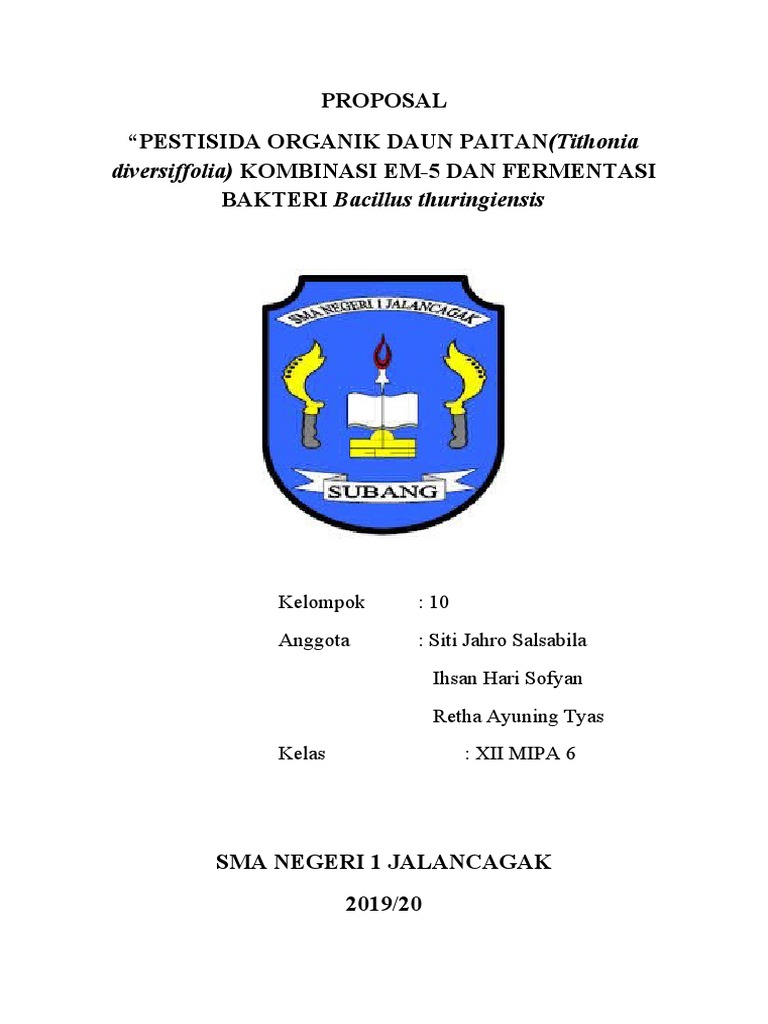 Proposal Pestisida Daun Paitan Kel.10 | PDF | Memasak, Makanan ...